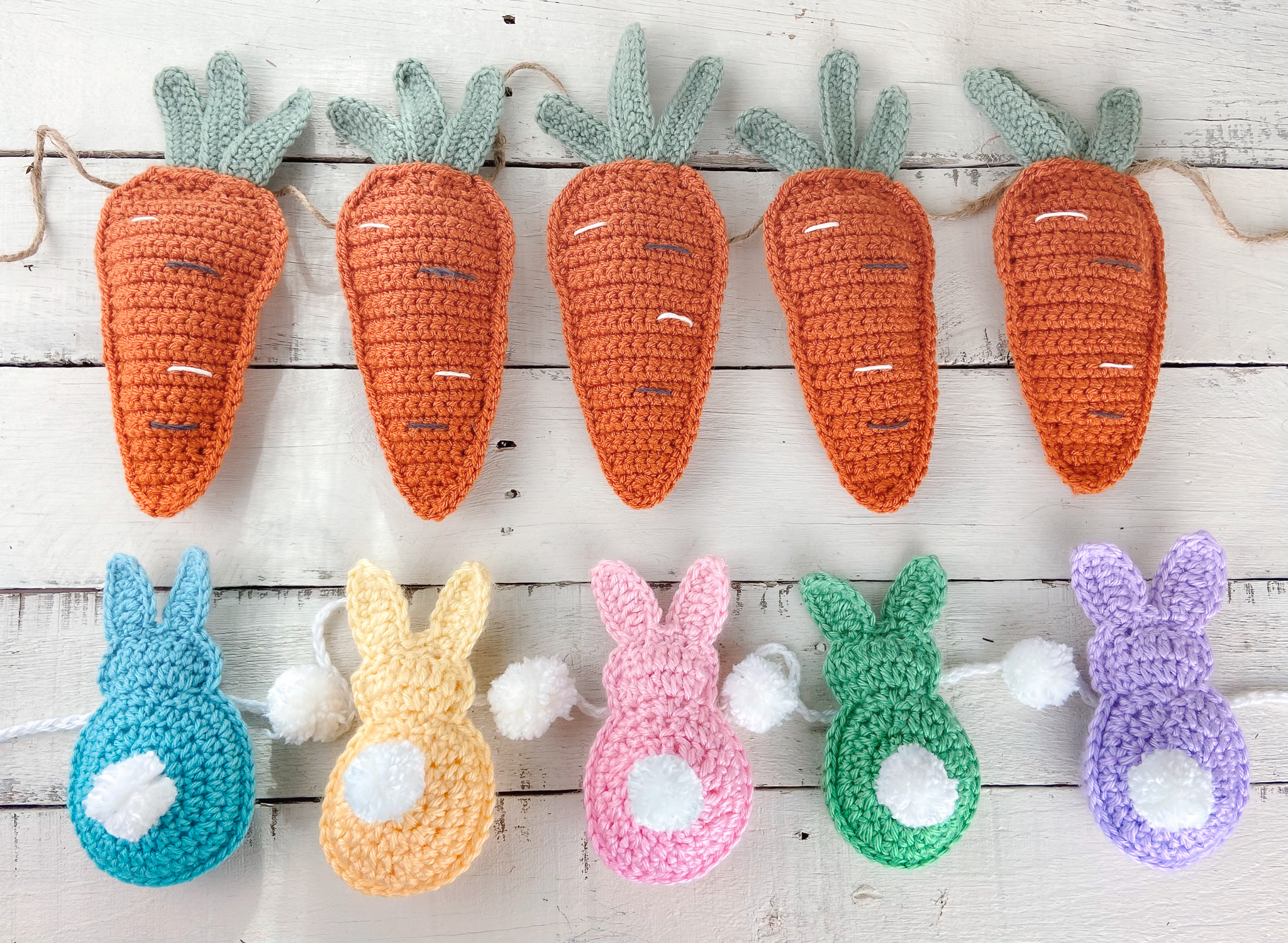 Crochet Carrots Garland - Easter Bunting | The Knotted Nest