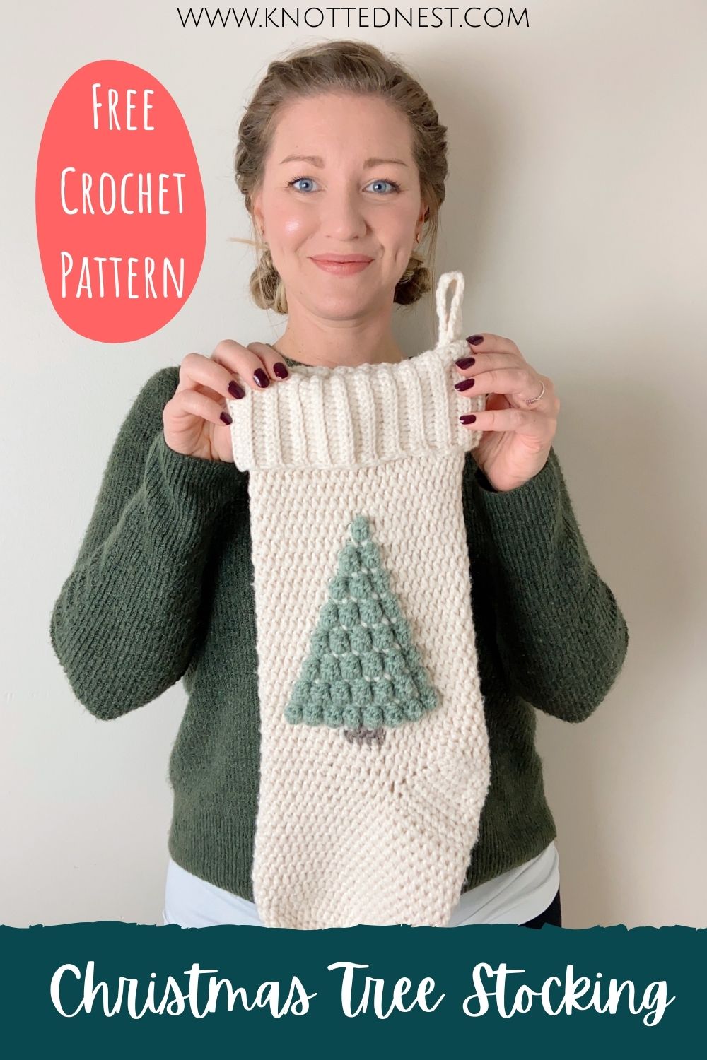 Christmas Tree Crochet Stocking Free Pattern - The Knotted Nest